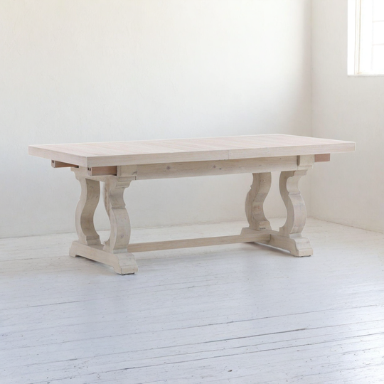 FRENCH FARMHOUSE EXTENSION DINING TABLE: WHITEWASH | 78" to 110"L ...