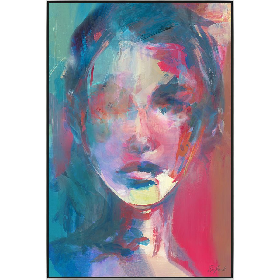 "SCOUT" ABSTRACT PINK + BLUE PORTRAIT CANVAS ART | 40" x 60 ...