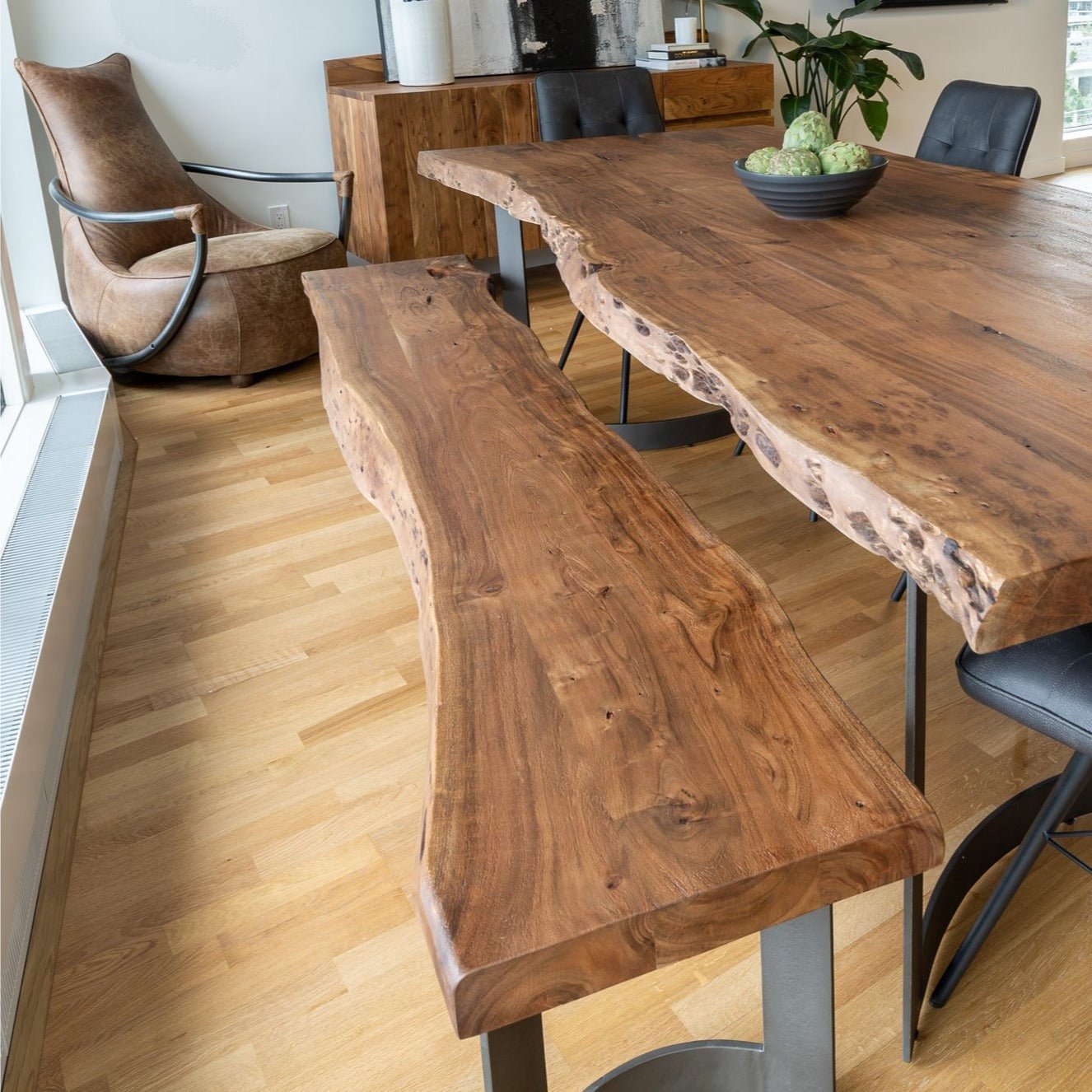 BENT LIVE EDGE DINING BENCH