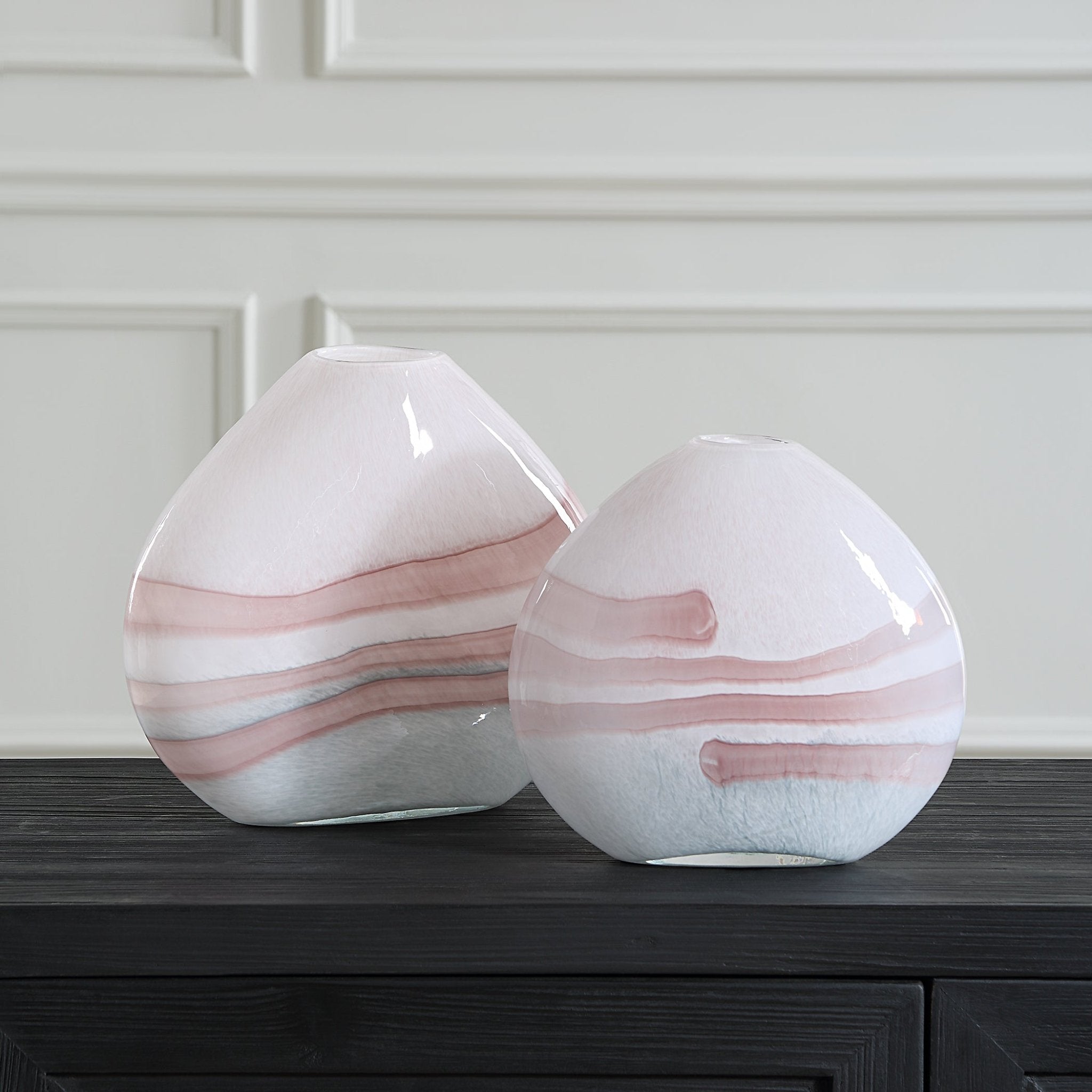 BLUSH SWIRL GLASS VASES | SET OF 2 – ShopDesignTap