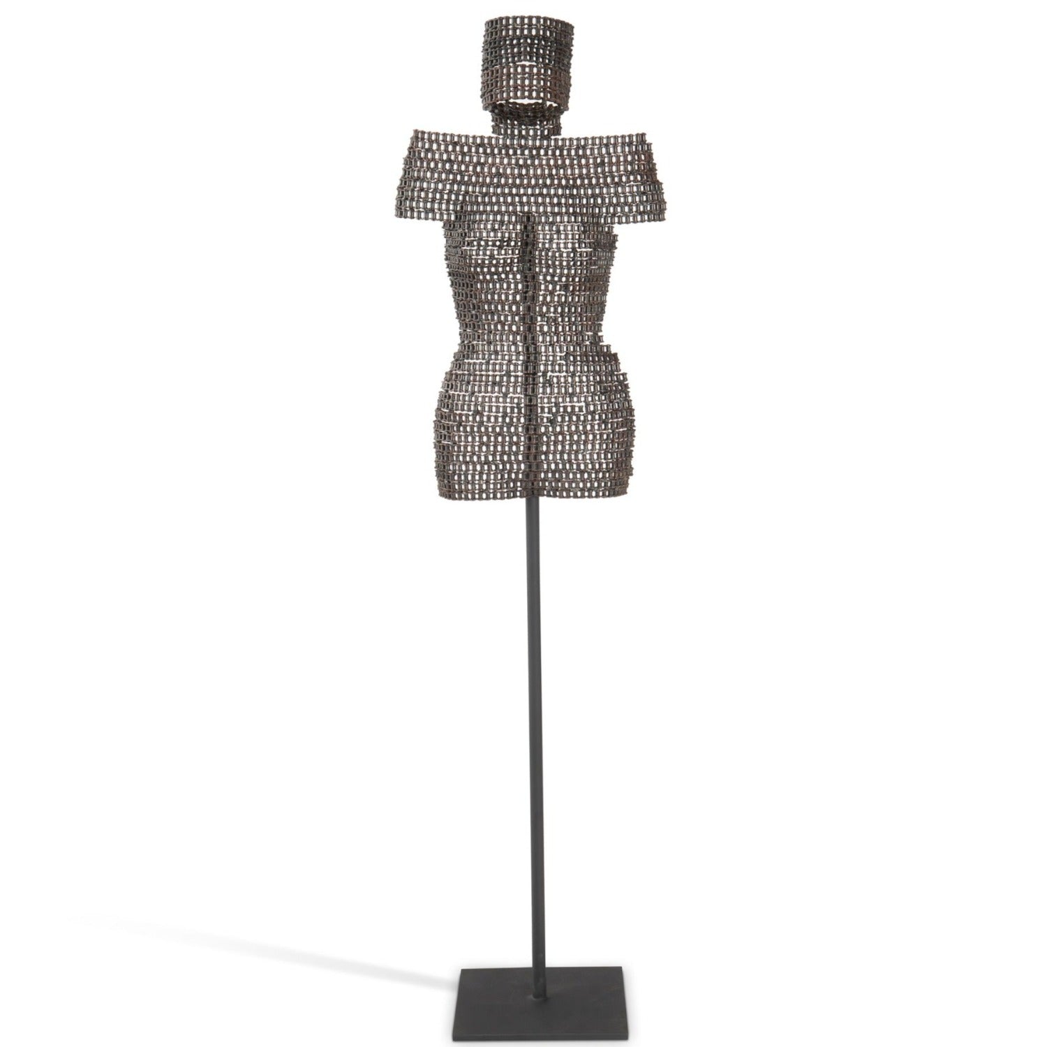 CHAIN BUST FLOOR SCULPTURE ON STAND | 18"W x 14"D x 67"H – ShopDesignTap