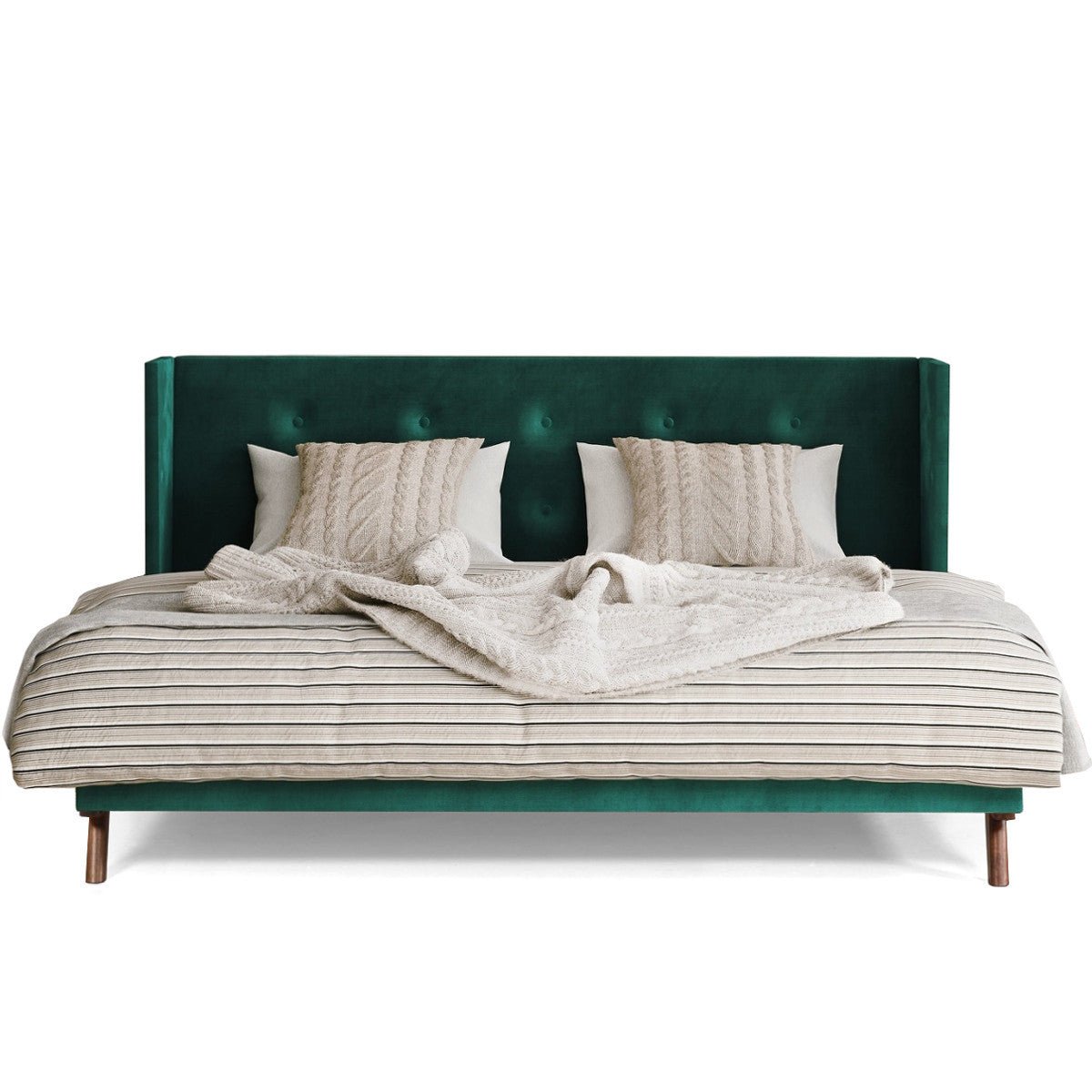 FOREST GREEN VELVET PLATFORM WING BED – ShopDesignTap