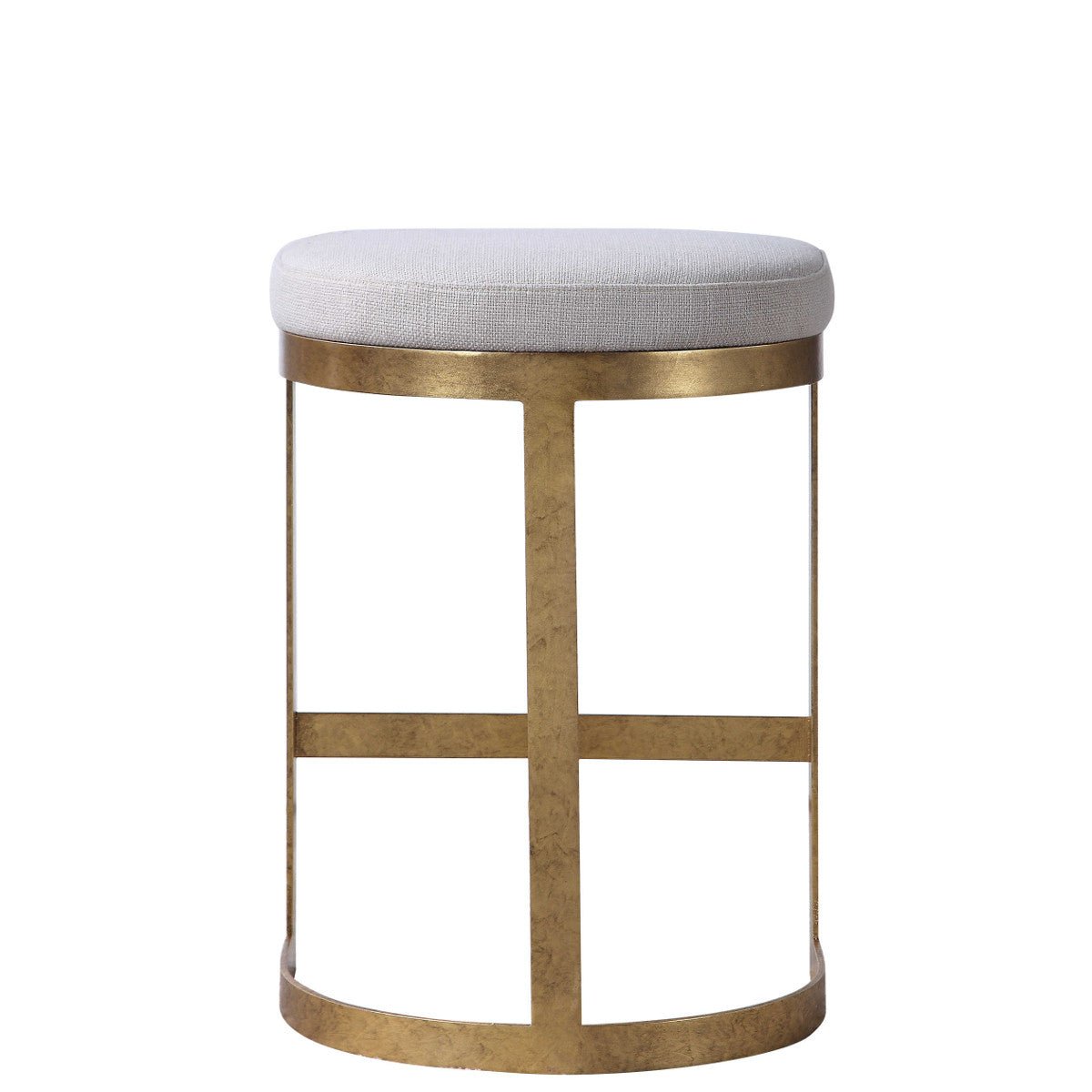 IVANNA ANTIQUE GOLD + OFF-WHITE LINEN BACKLESS COUNTER STOOL ...