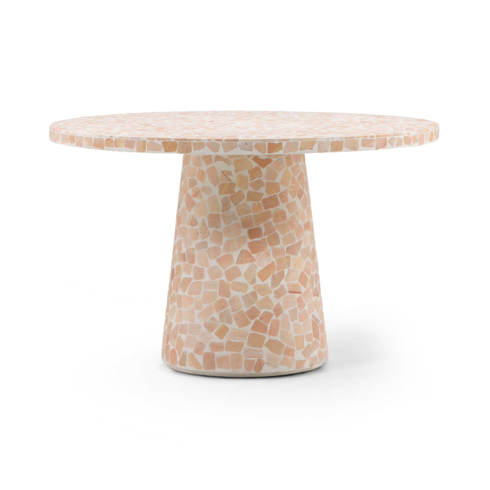 MARBLED TERRAZZO OUTDOOR PEDESTAL DINING TABLE: CORAL – ShopDesignTap