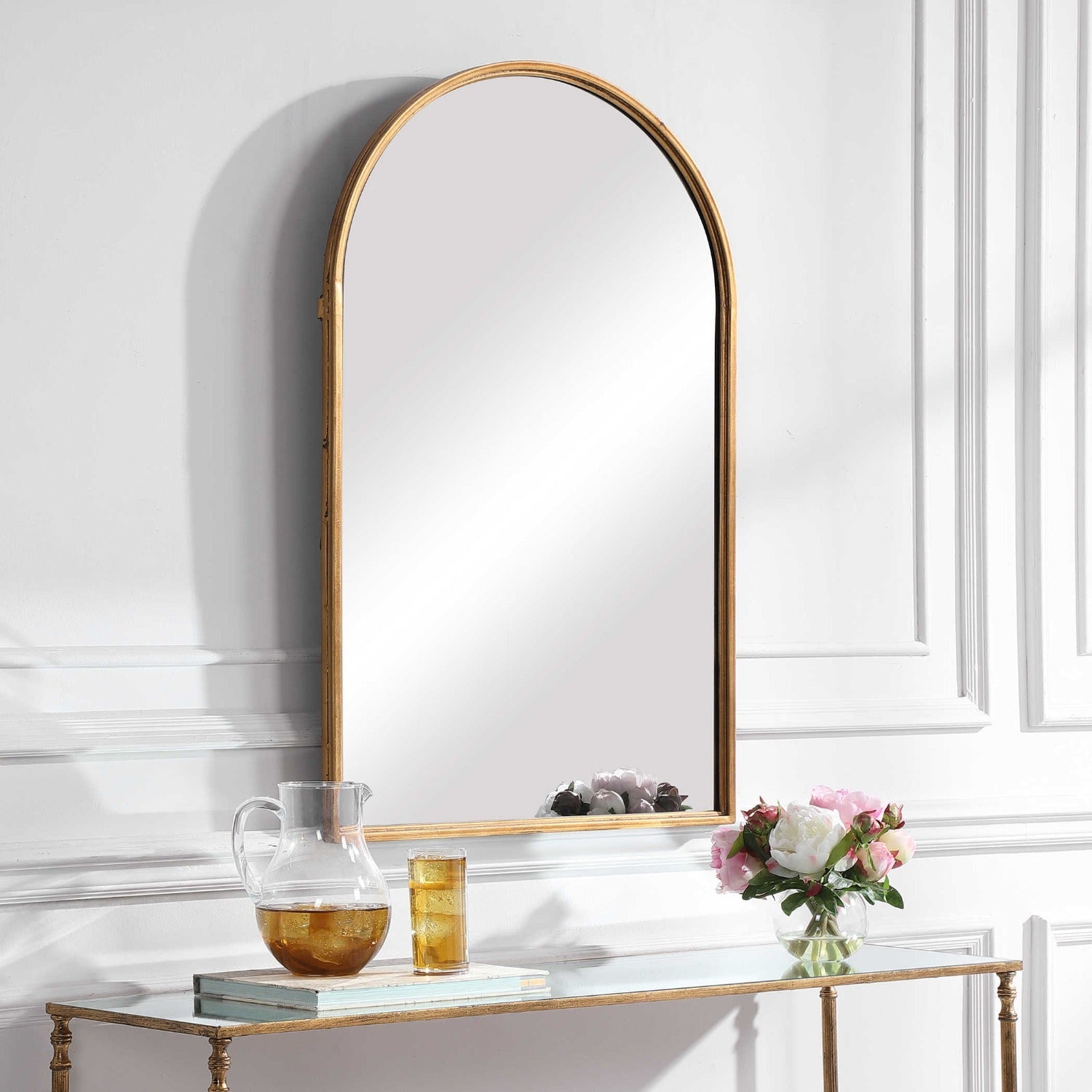Gold mirror vanity store