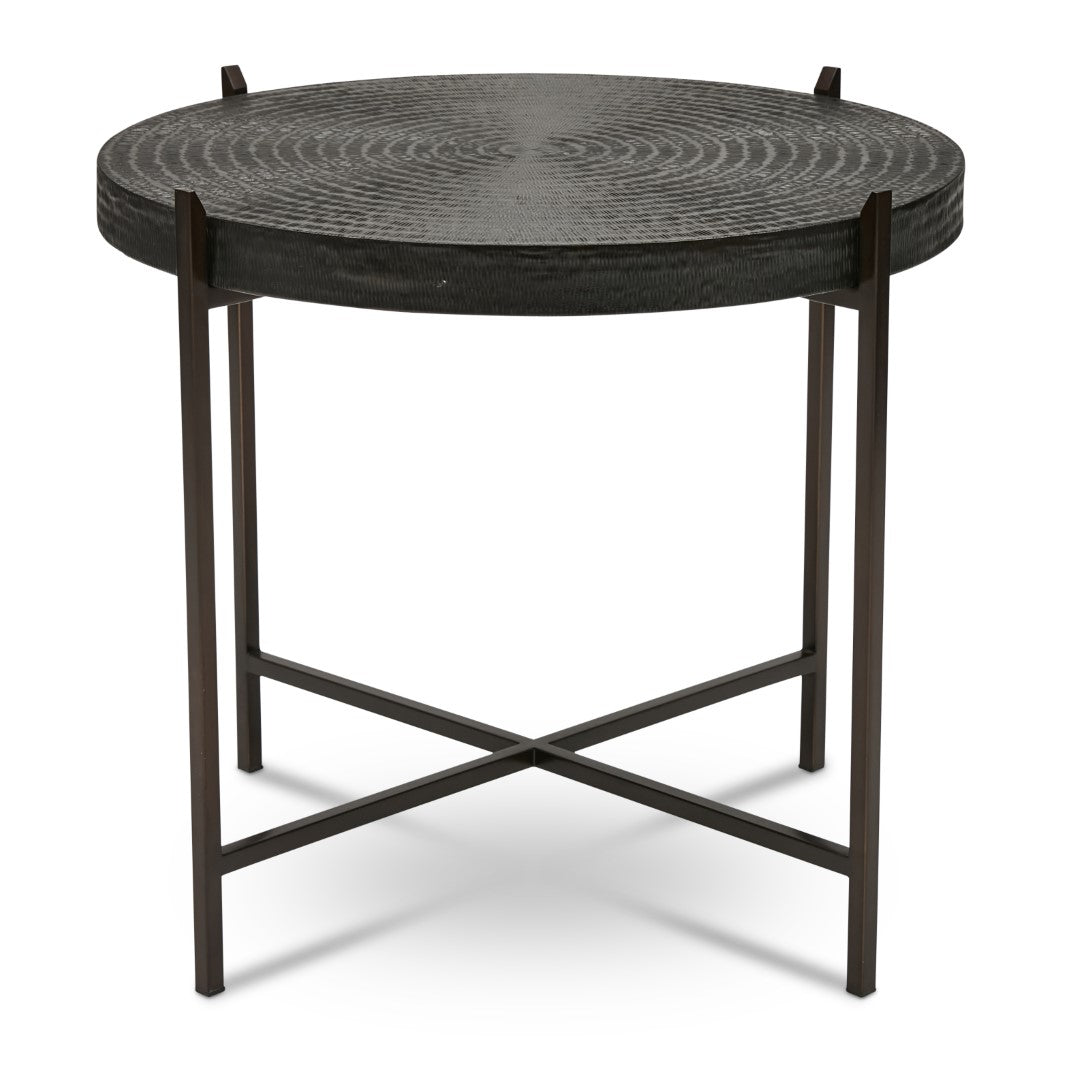 Sanskrit End Table Antique Copper Bronze Frame