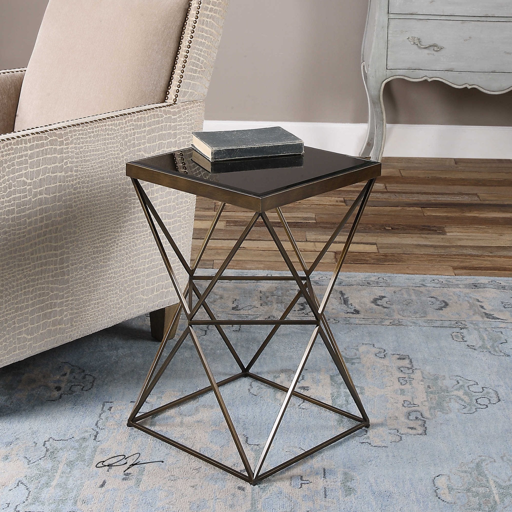 Antique bronze accent table store