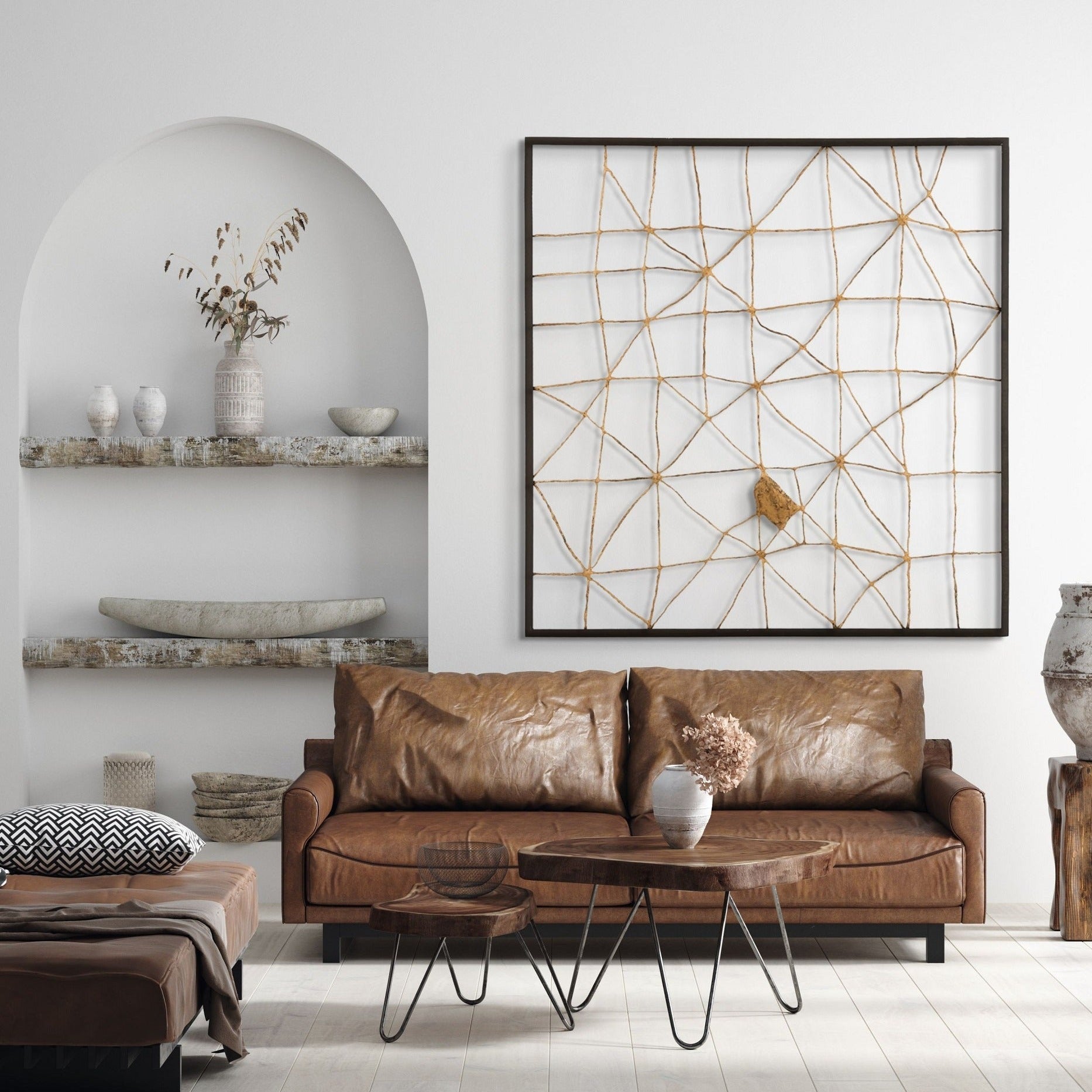 AGED BRASS MESH METAL WALL ART | 59" x 59"H