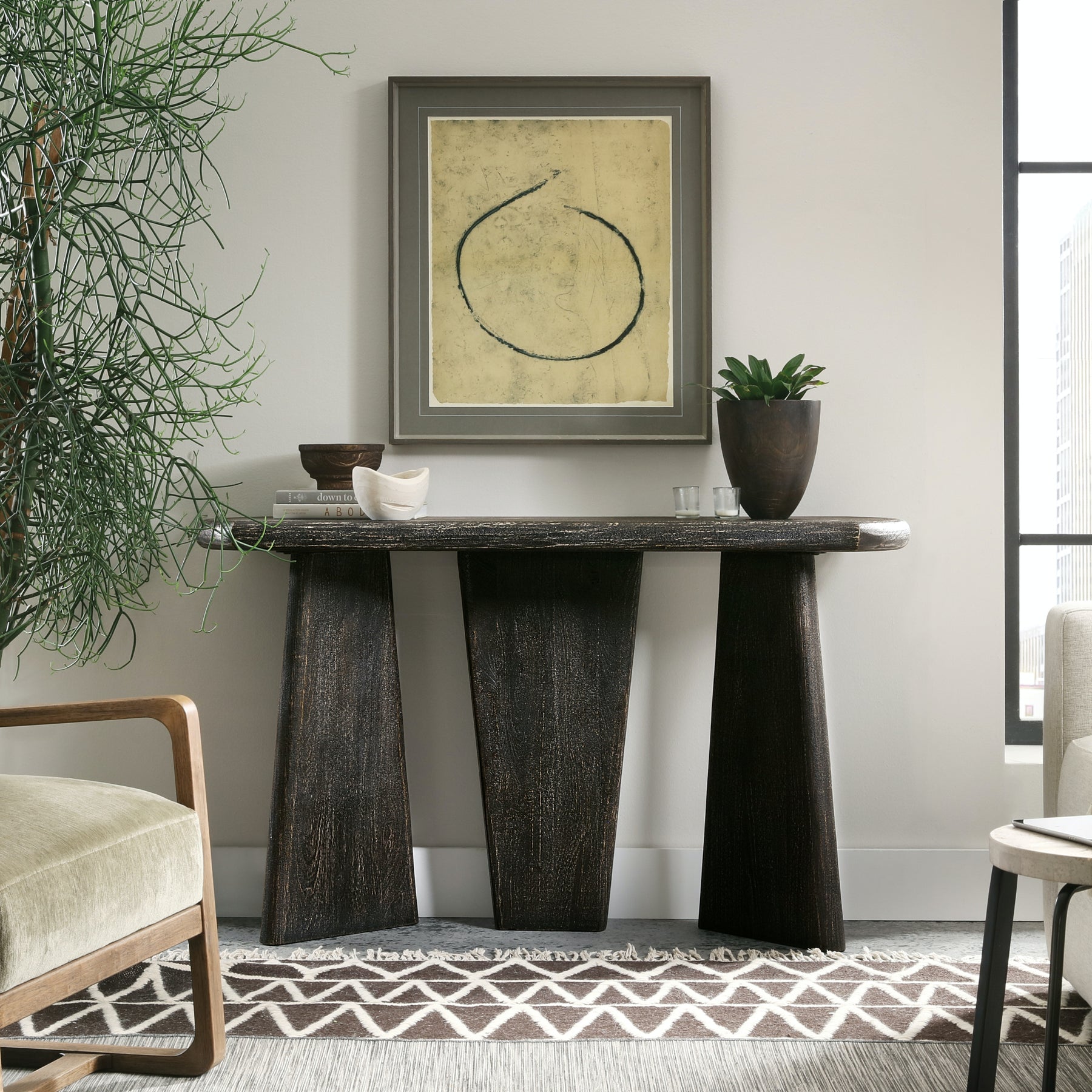 PRIMITIVE BLACK MANGO WOOD CONSOLE | 54"W x 14.5"D x 32"H – ShopDesignTap